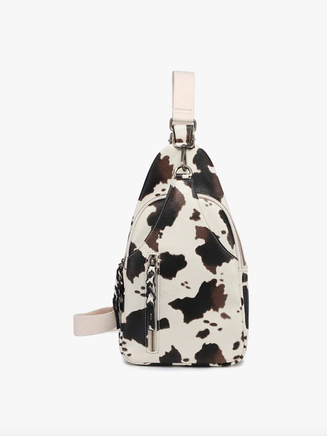 Nikki Crossbody Sling Purse w/ Guitar Strap- Cow Print – Miss Monroe ...